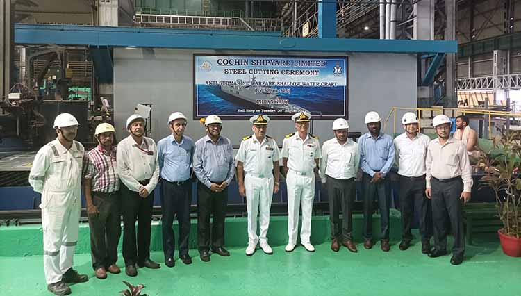 Steel Cutting for ASW Project being constructed at CSL, Kochi - TimesTech